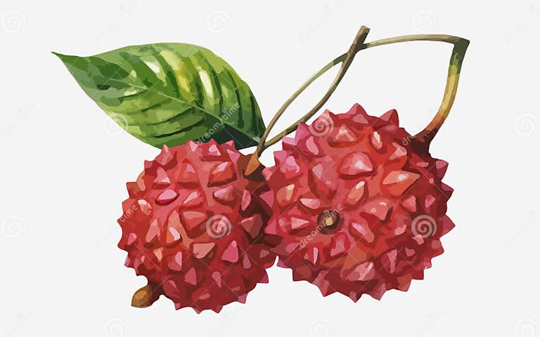 Lychee Fruit Art and Illustration Generative AI Stock Vector ...