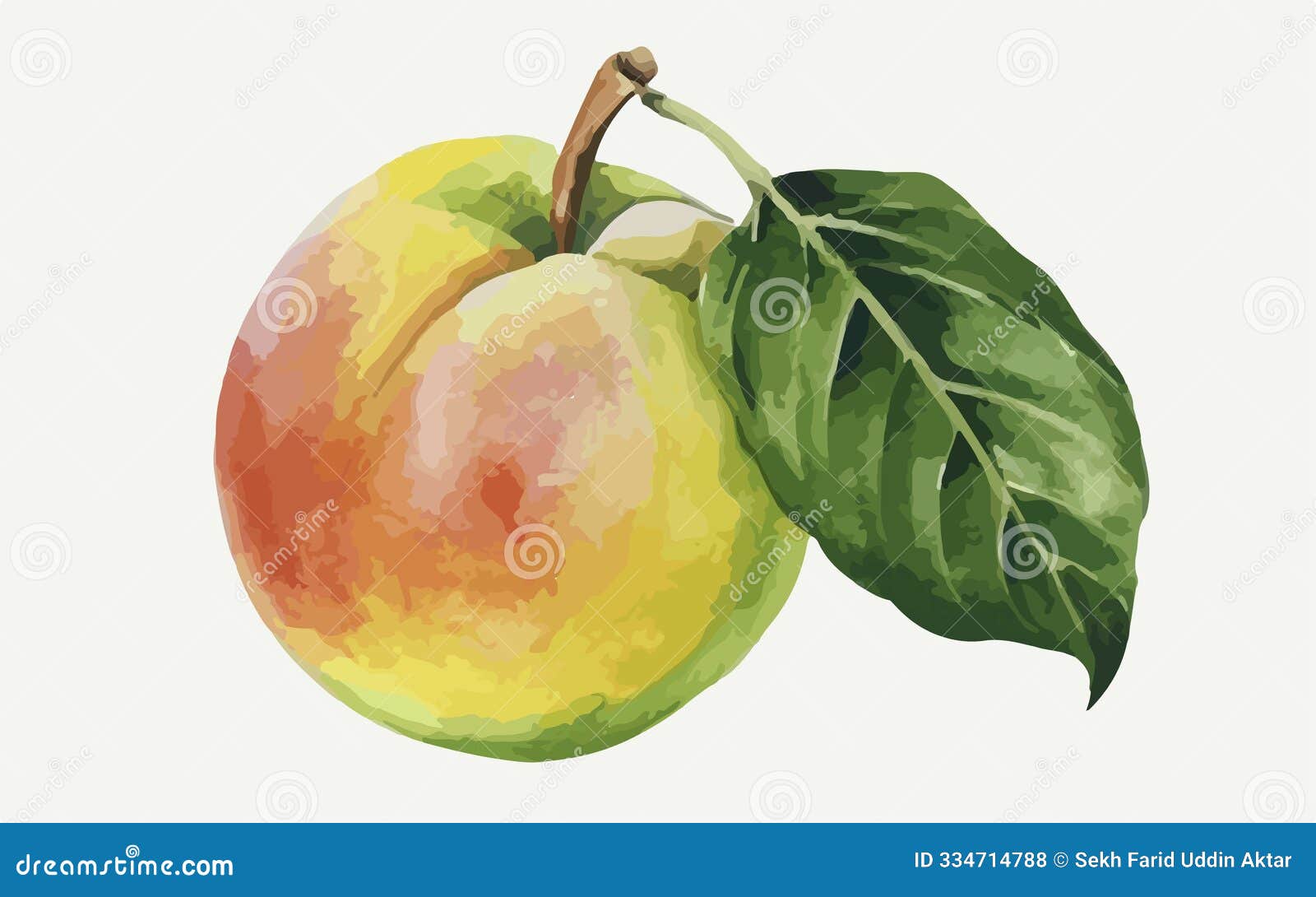 Peach with Leaf Art and Illustration Generative AI Stock Vector ...