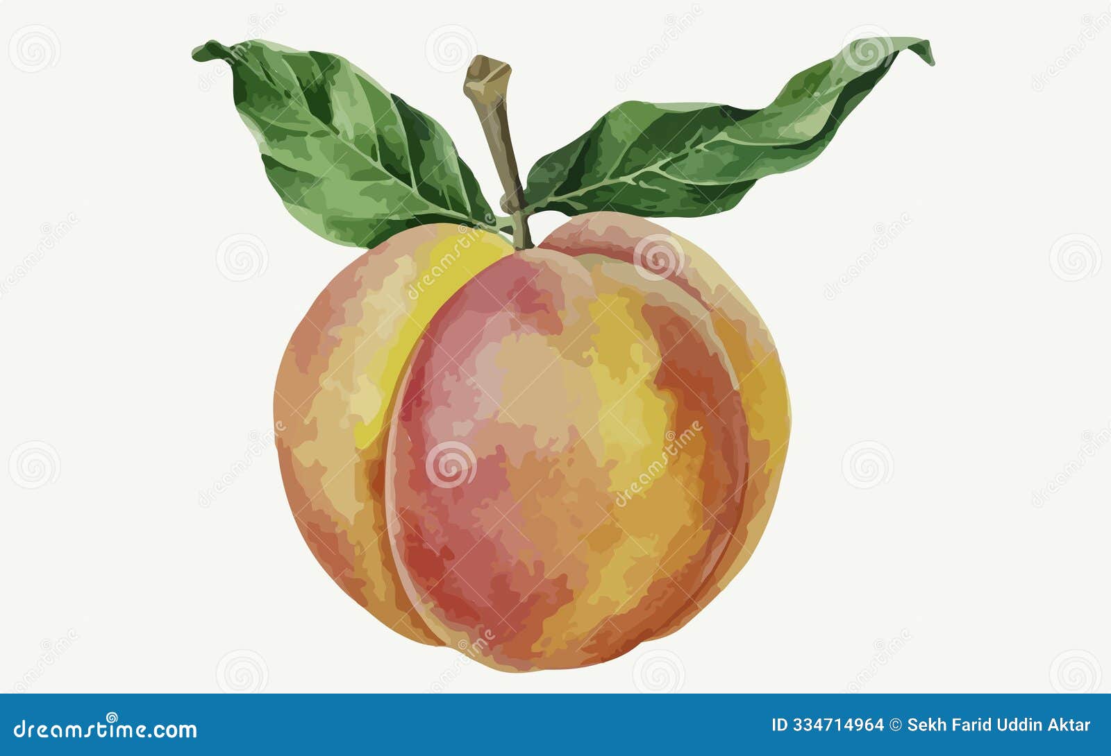 Peach with Leaf Art and Illustration Generative AI Stock Vector ...