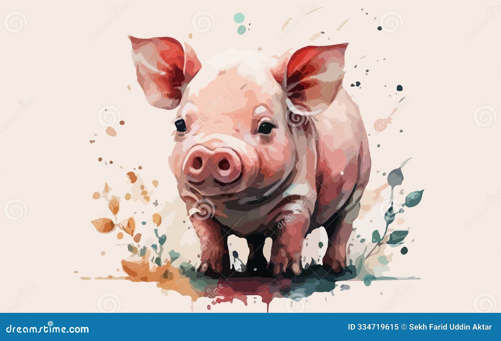 Piglet Art and Illustration Generative AI Stock Illustration ...