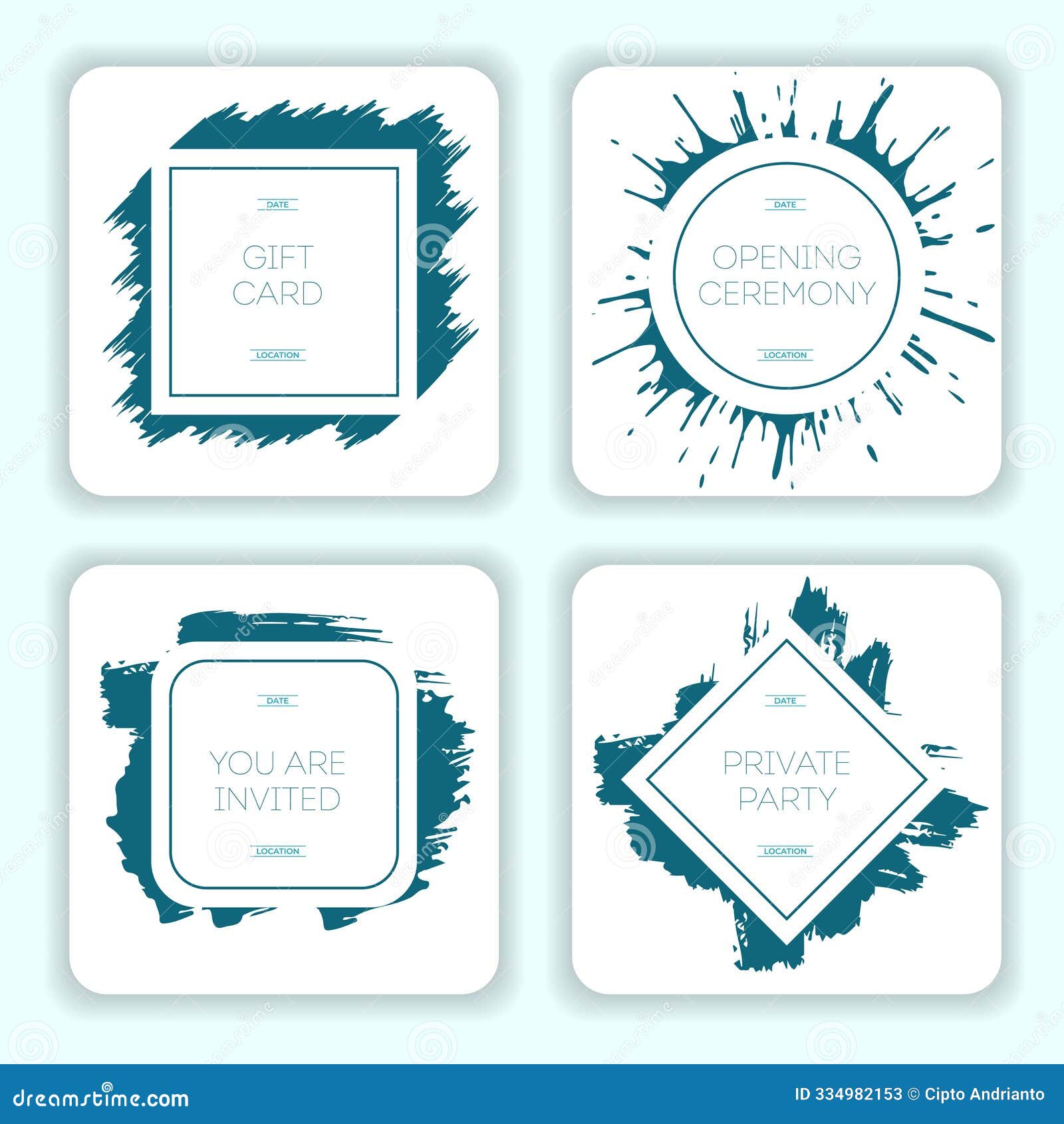 Trendy Hand Drawn Cards Template. Brush Stroke Design Invitation, Gift ...