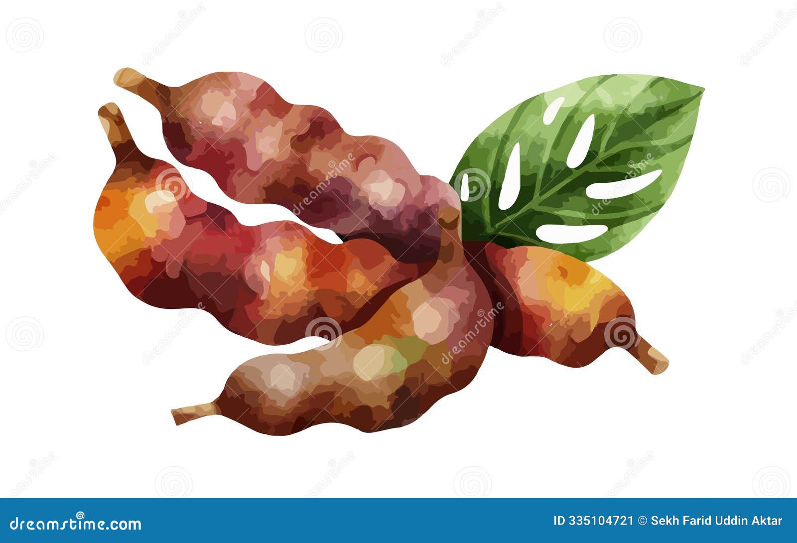 Tamarind Fruit with Leaf Art and Illustration Generative AI Stock ...