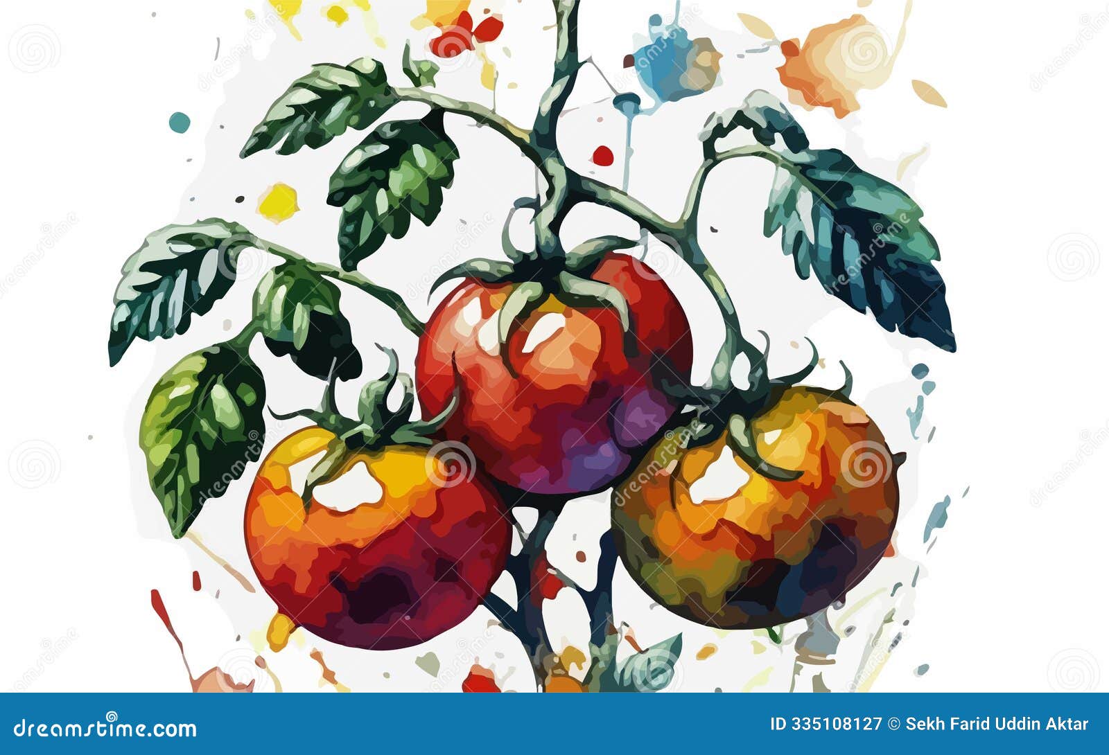 Tomato Tree Art and Illustration Generative AI Stock Vector ...