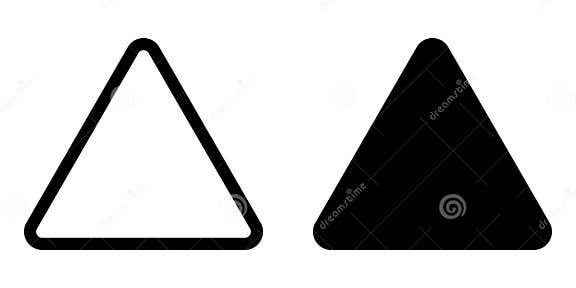 Triangle with Rounded Corners Vector Icon Set. Black Silhouette. Simple ...