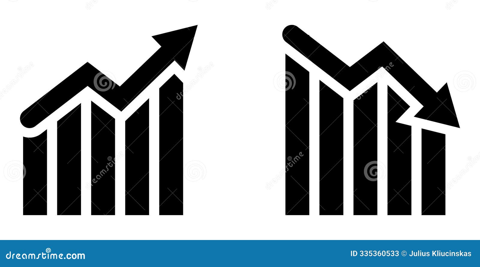 Growing Up and Down Vector Icon Set. Graph Diagram with Arrow. Business Growth Success Chart ...
