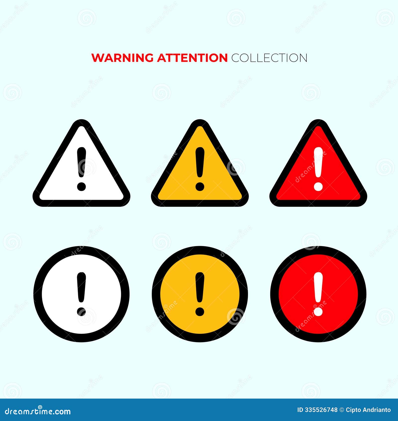Set General Warning Attention Sign Alert To Various Safety Hazard Stock ...