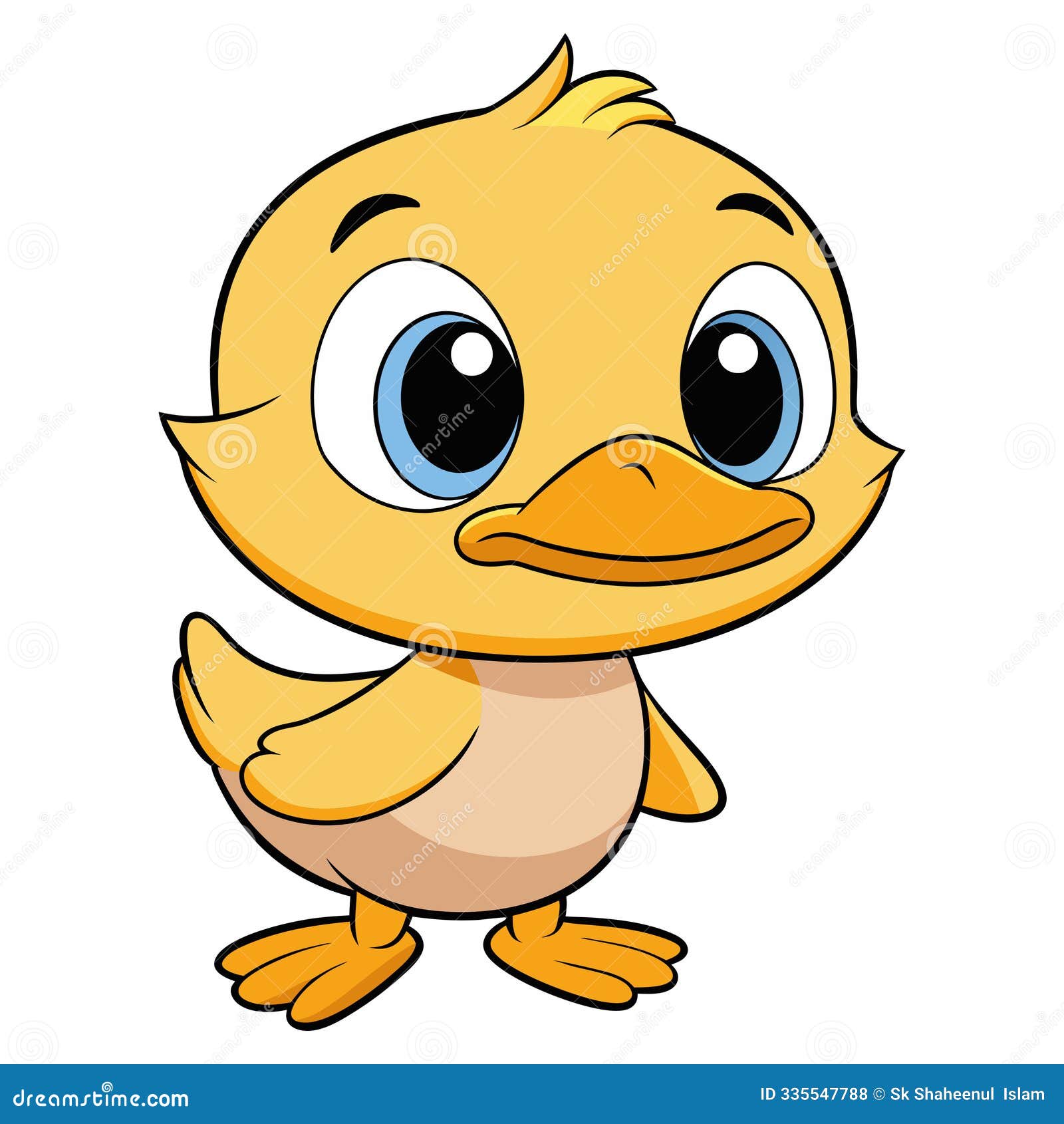 Cheerful Yellow Duckling Cartoon Character Art & Illustration Stock ...