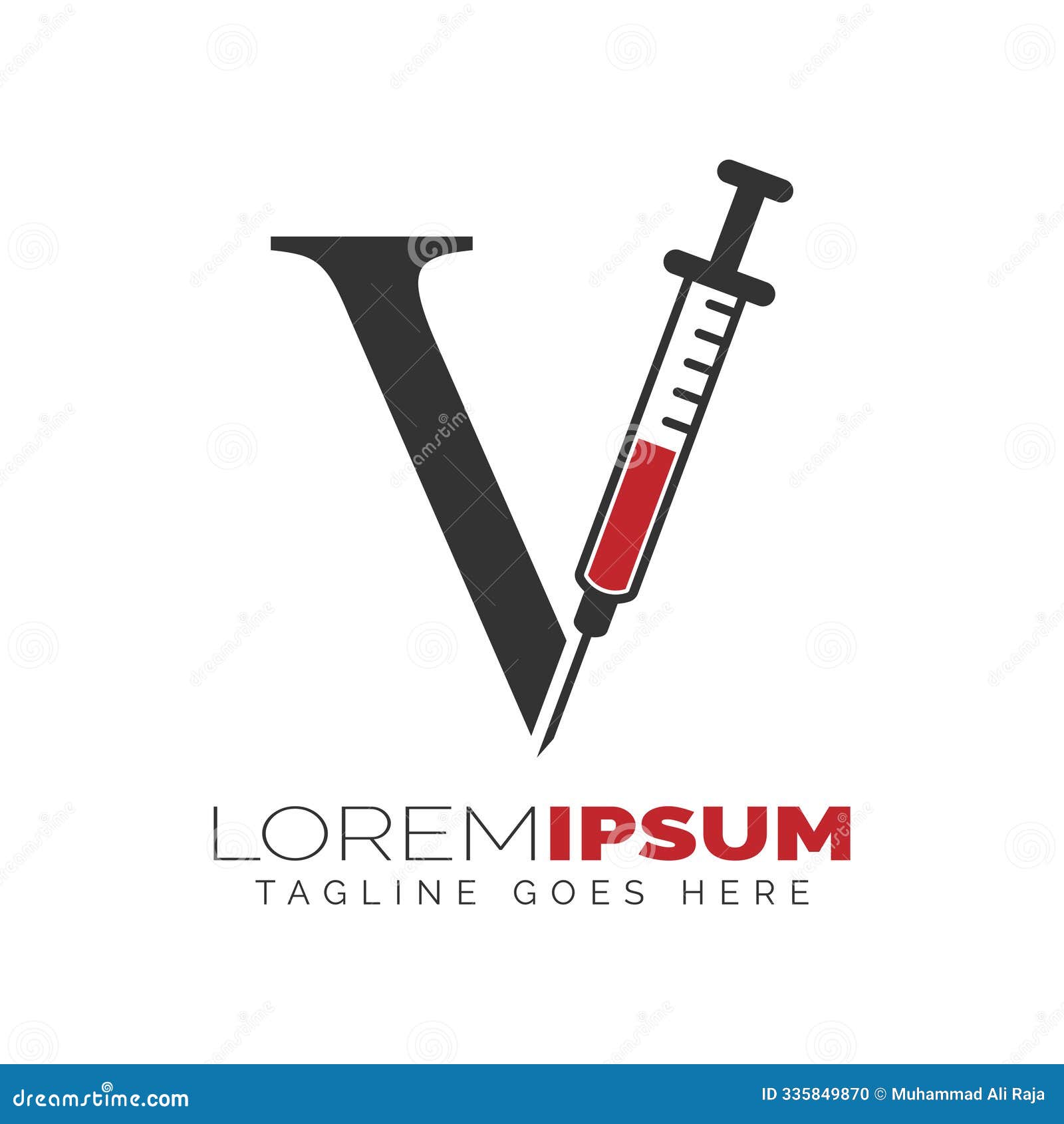 Letter V Injection Logo Design. Alphabet V Syringe Icon Illustration ...