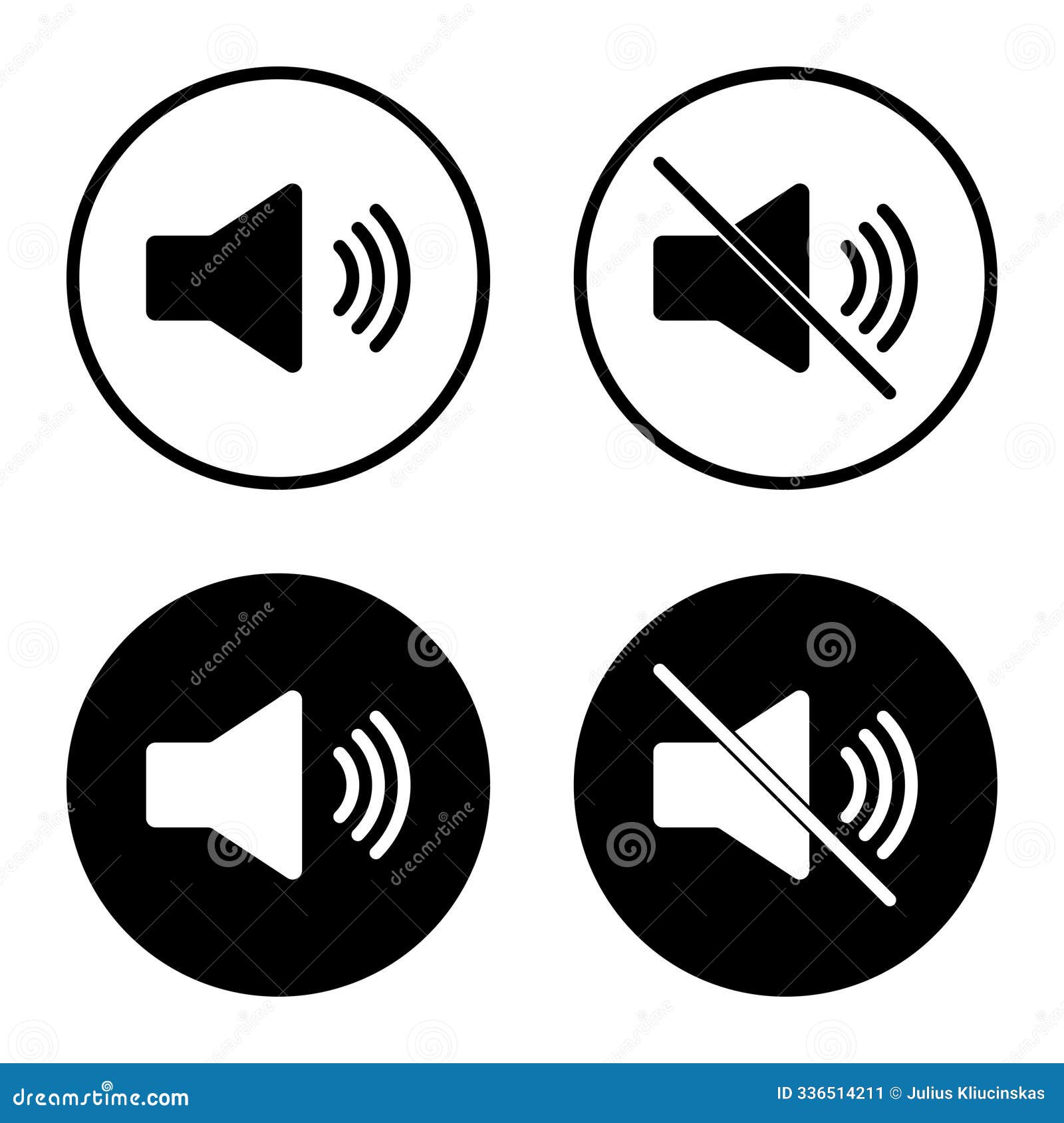 Speaker Vector Icon Set. Loudspeaker Symbol. Mute and Unmute Volume ...