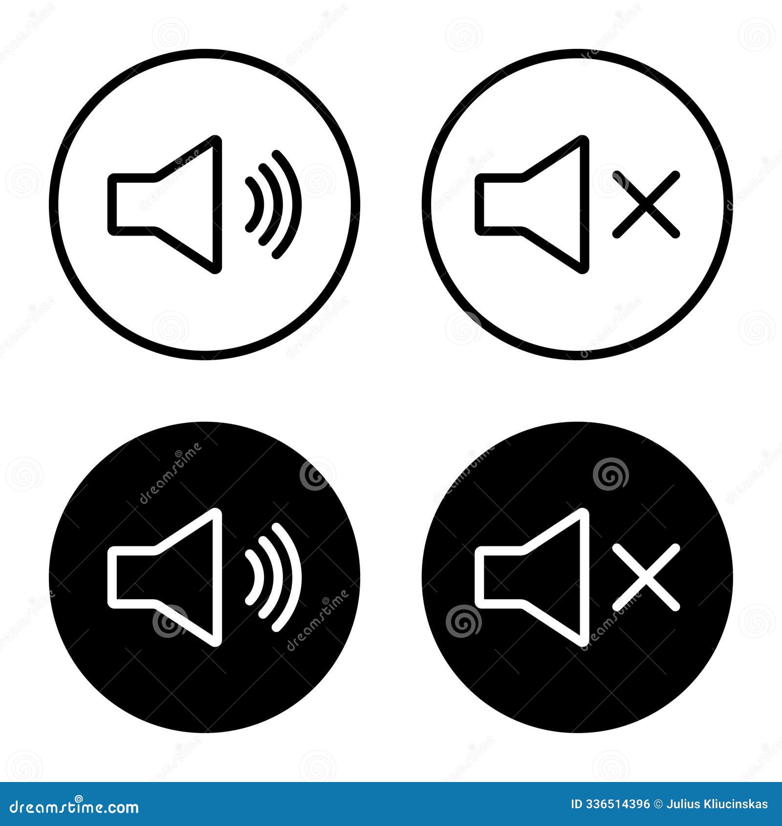 Speaker Vector Icon Set. Loudspeaker Symbol. Mute and Unmute Volume ...