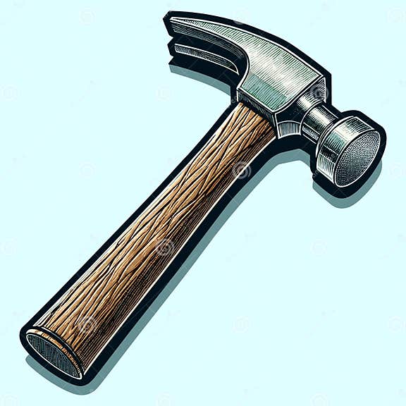 Realistic Hand Drawn Vector Illustration of a Classic Claw Hammer with ...