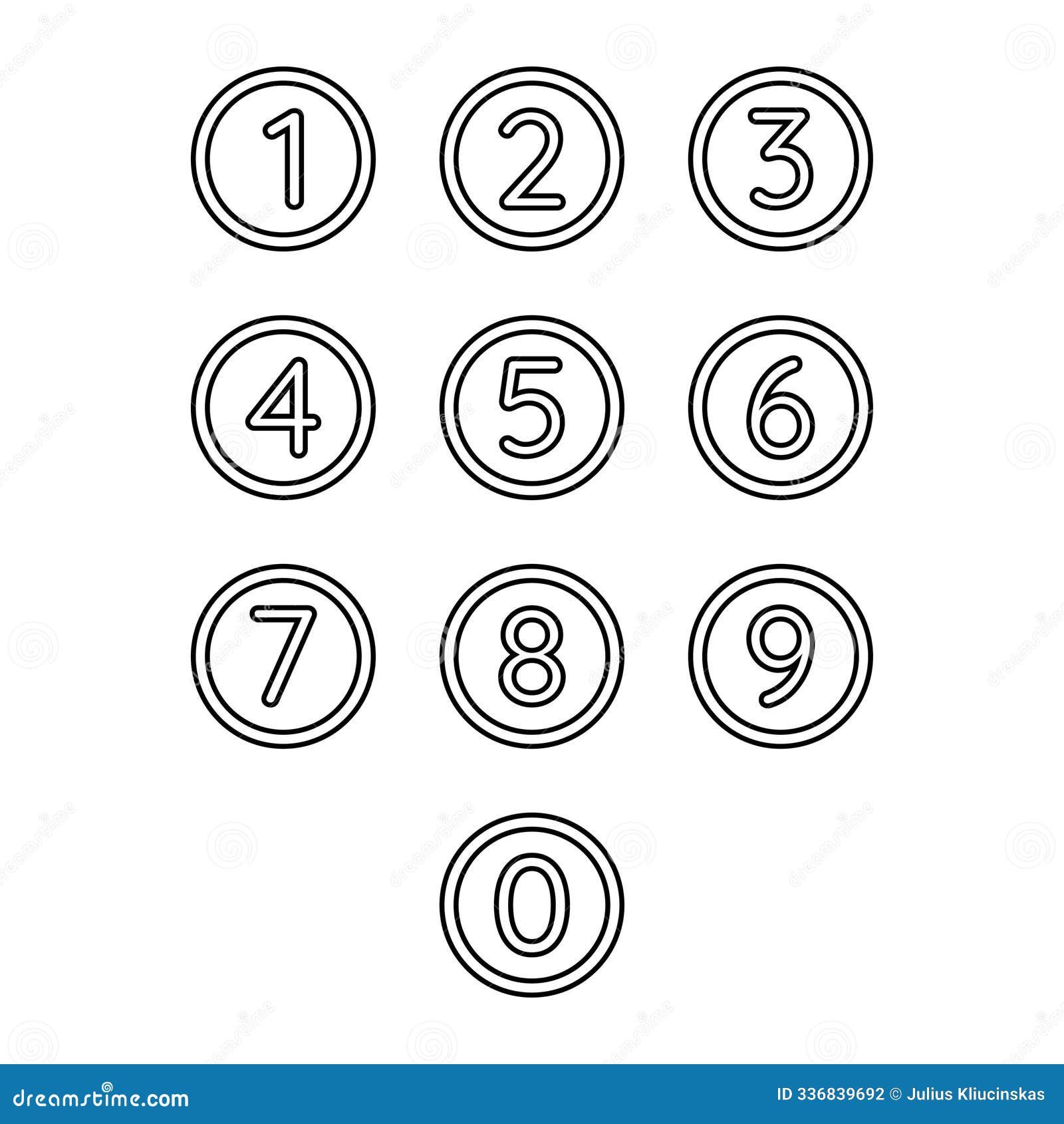 Number Symbol Vector Icon Set. Numbers in Circle. Pictogram Collection ...