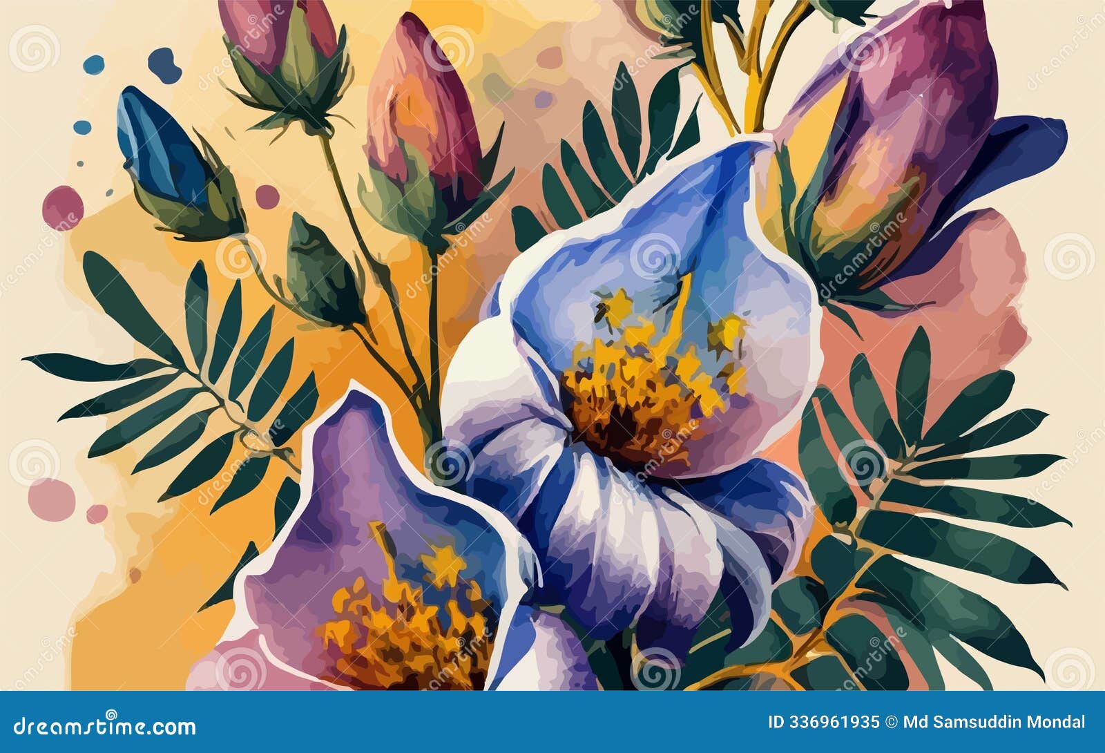 Watercolor Illustration of Aconitum Napellus, Botanical Illustration ...