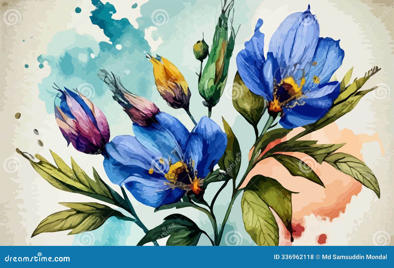 Watercolor Illustration of Aconitum Napellus, Botanical Illustration ...