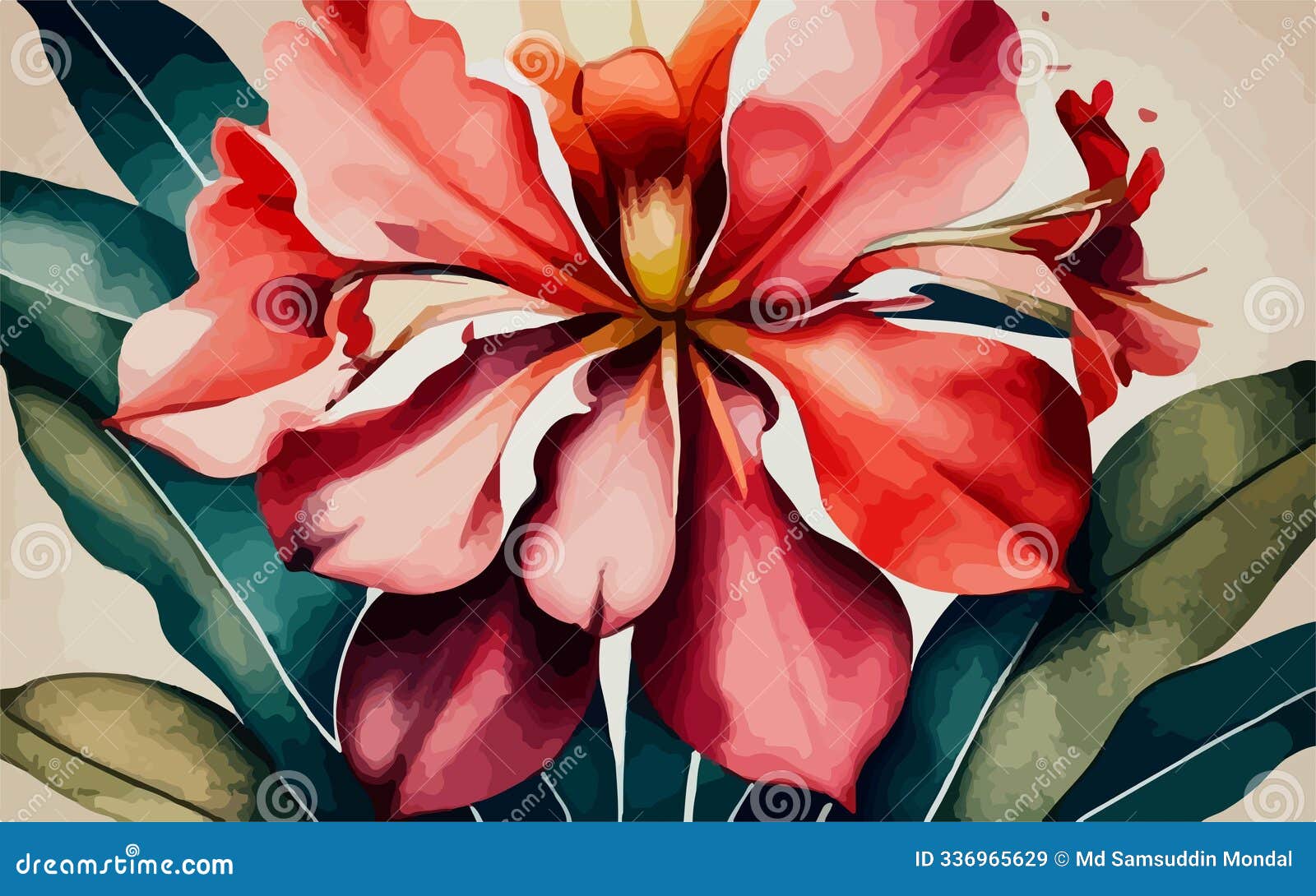 Watercolor Illustration of Adenium Flower, Botanical Illustration ...