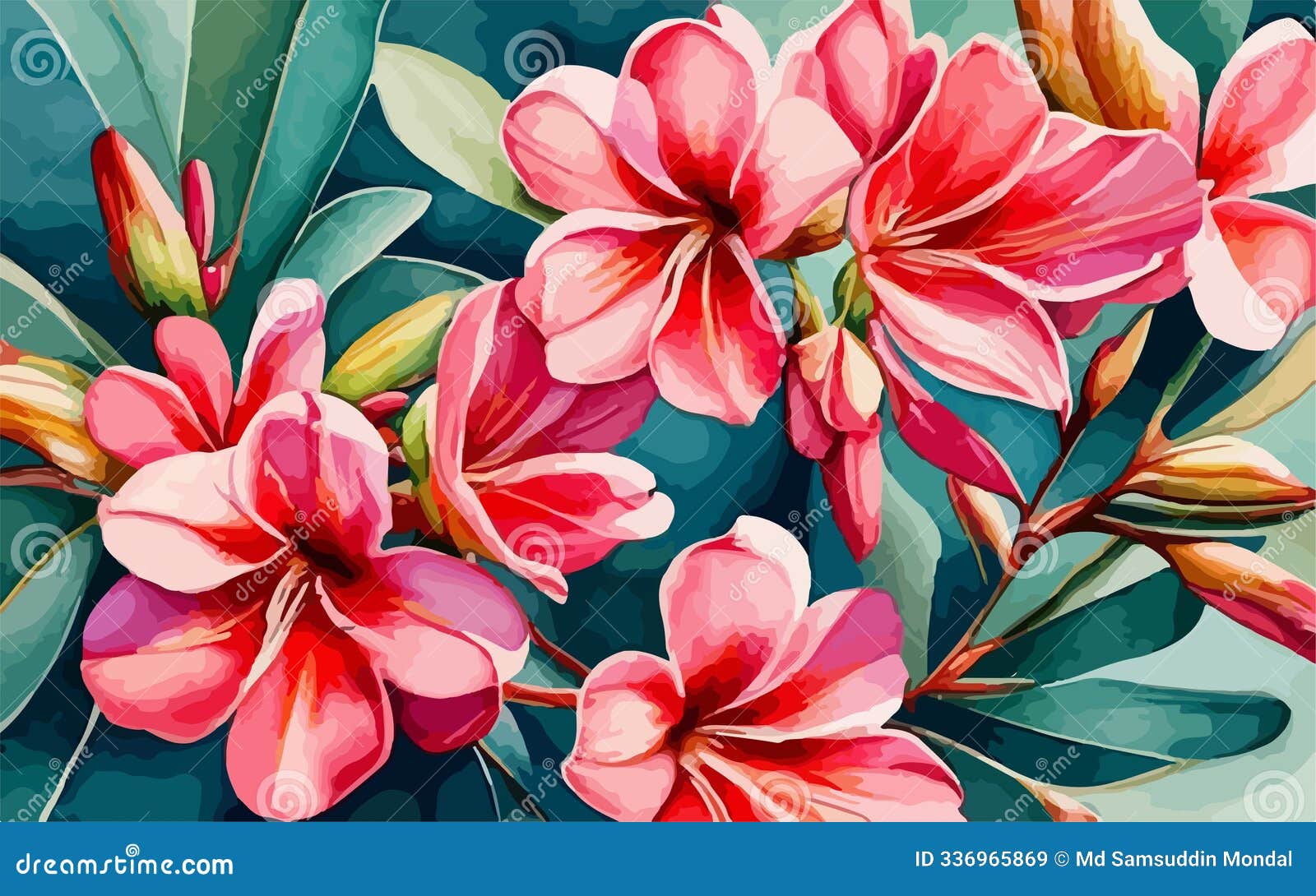 Watercolor Illustration of Adenium Flower, Botanical Illustration ...