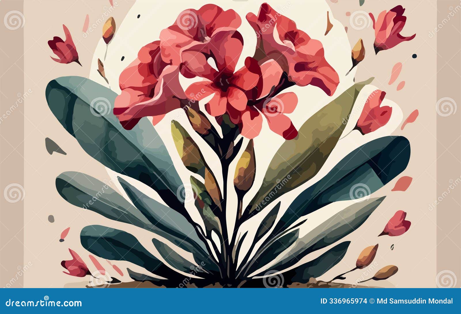 Watercolor Illustration of Adenium Flower, Botanical Illustration ...