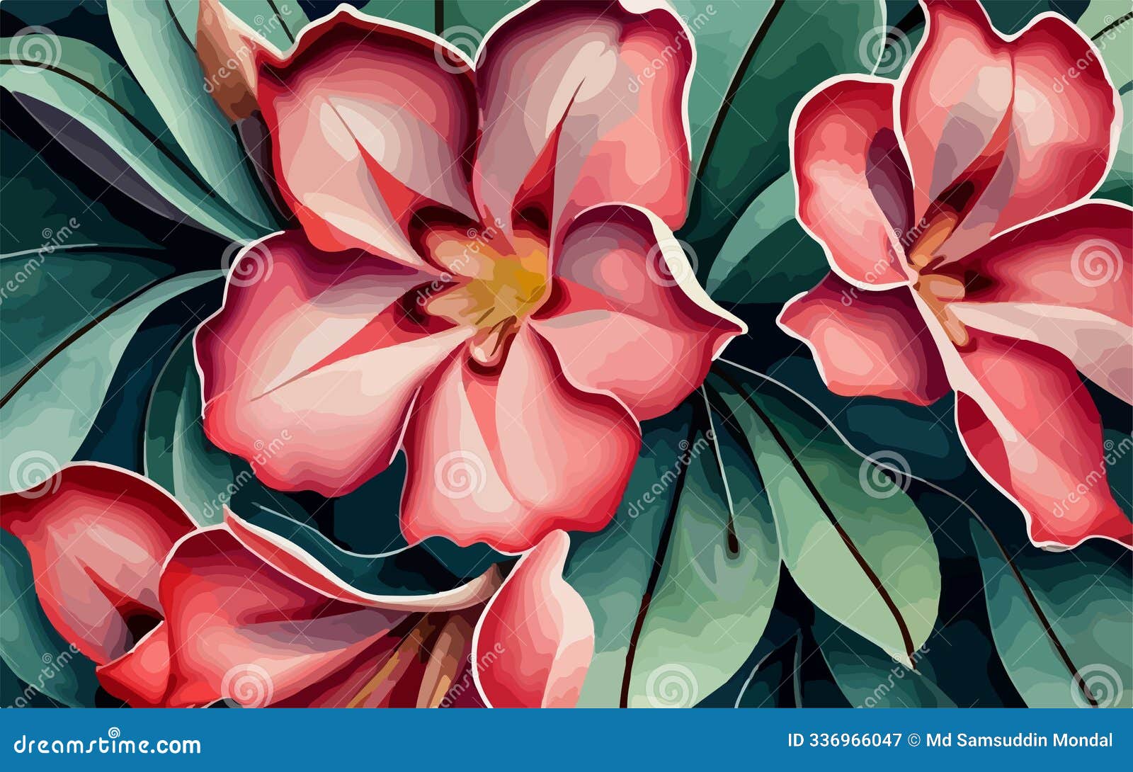Watercolor Illustration of Adenium Flower, Botanical Illustration ...