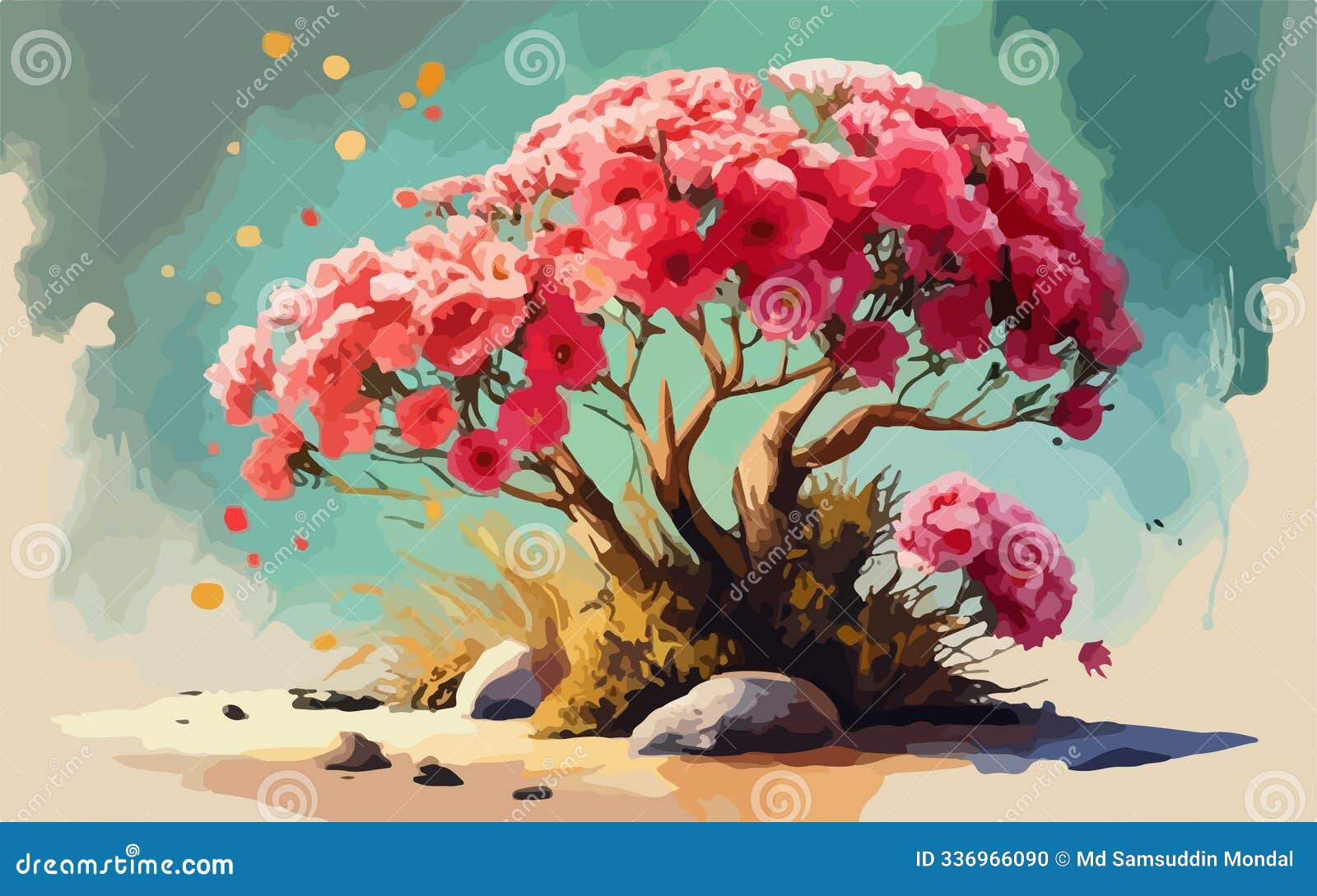 Watercolor Illustration of Adenium Flower, Botanical Illustration ...