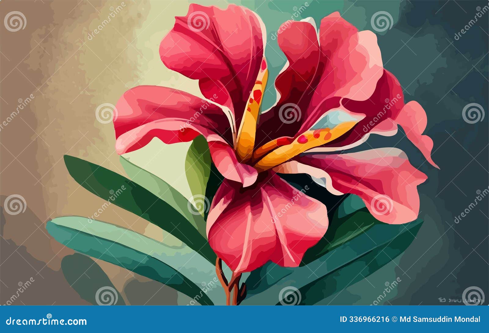 Watercolor Illustration of Adenium Flower, Botanical Illustration ...