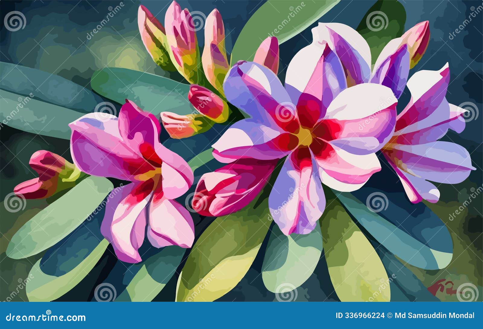 Watercolor Illustration of Adenium Flower, Botanical Illustration ...