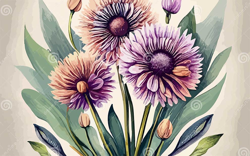 Watercolor Illustration of Allium Flower, Botanical Illustration ...