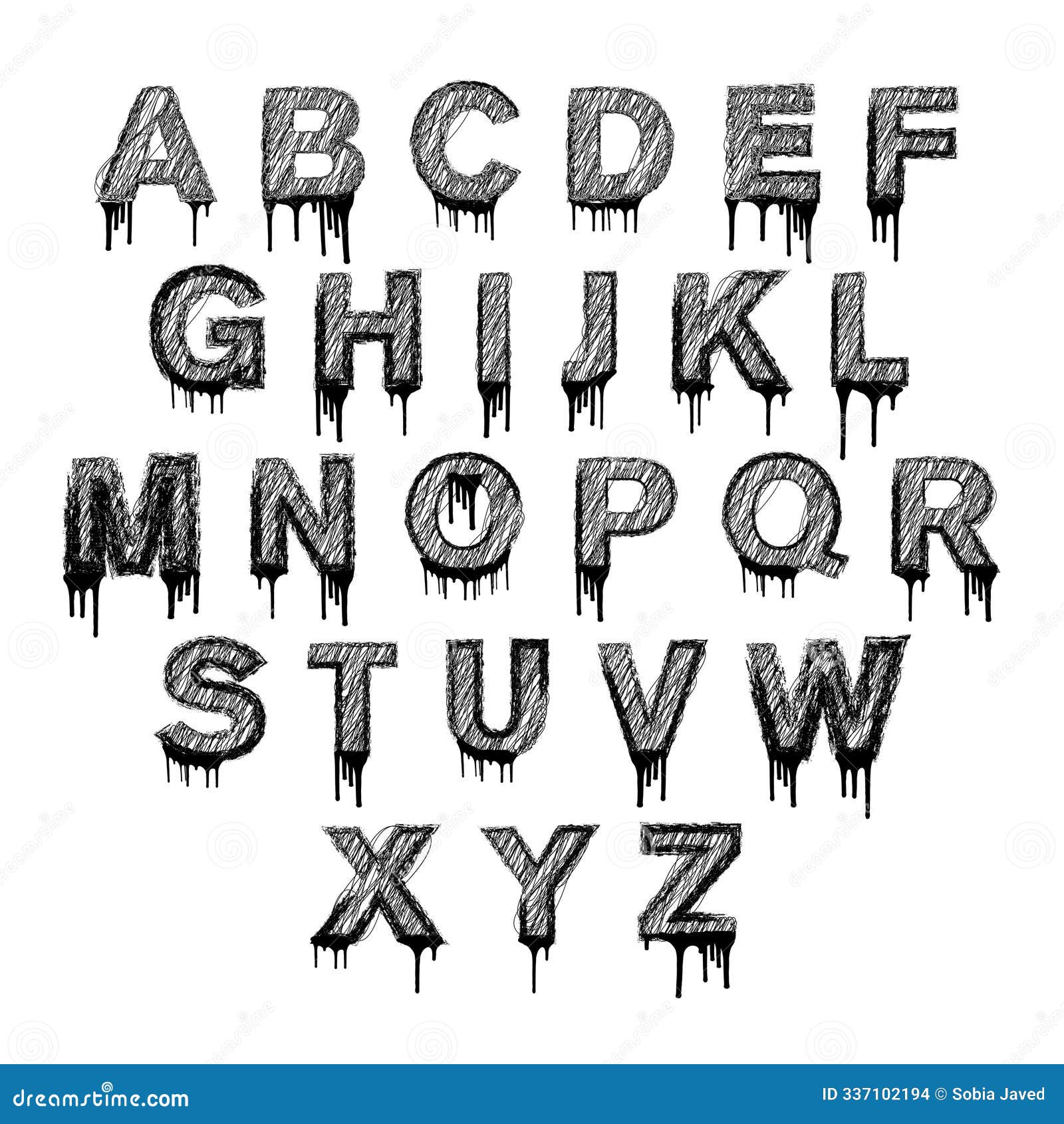 Graffiti Font, Rough Edge Graffiti Font, Dripping Font Stock Vector ...