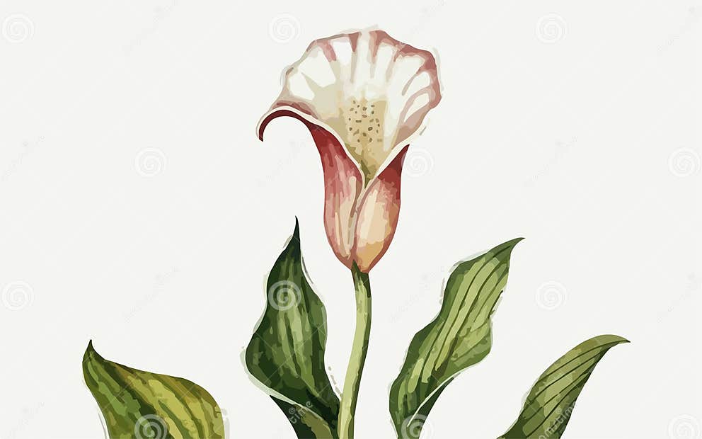 Watercolor Illustration of Arum Lobe Flower, Botanical Illustration ...