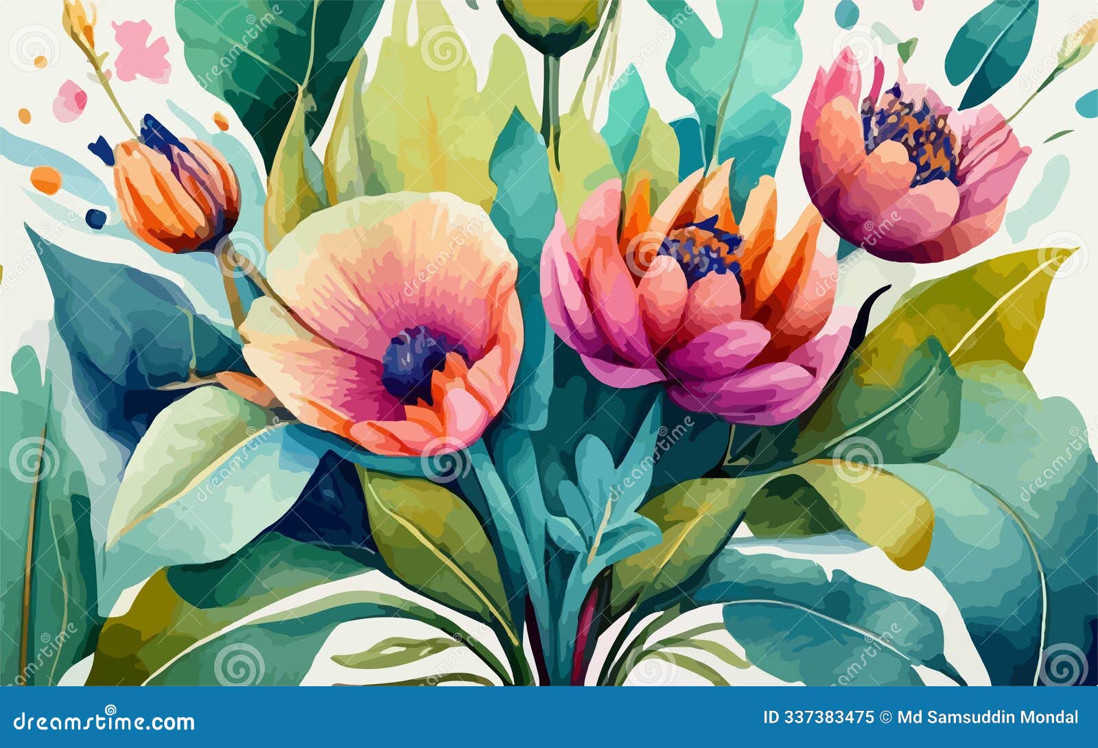 Watercolor Illustration Of Ashoka Flower, Botanical Illustration ...