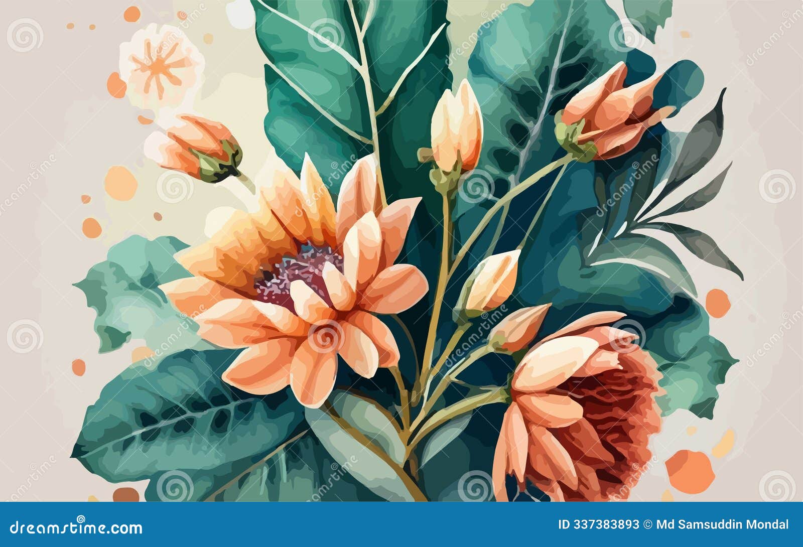 Watercolor Illustration of Ashoka Flower, Botanical Illustration ...