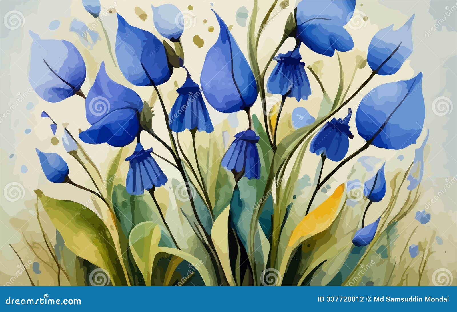 Watercolor Illustration of Blue Bell, Botanical Illustration, Flowers ...