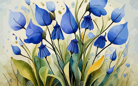 Watercolor Illustration of Blue Bell, Botanical Illustration, Flowers ...