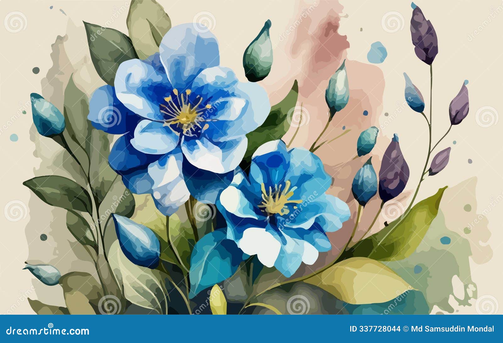 Watercolor Illustration of Blue Bell, Botanical Illustration, Flowers ...