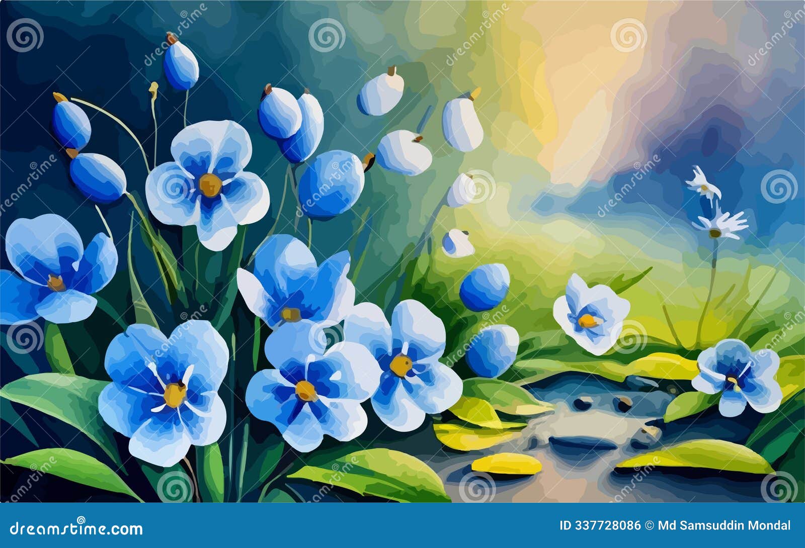 Watercolor Illustration of Blue Bell, Botanical Illustration, Flowers ...