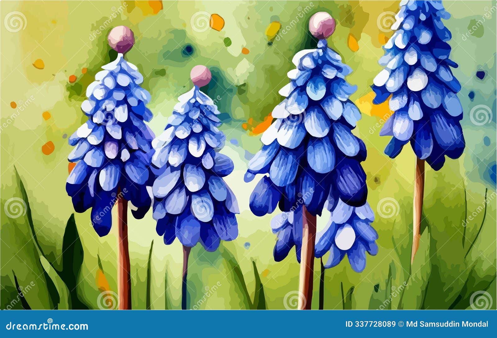 Watercolor Illustration of Blue Bell, Botanical Illustration, Flowers ...