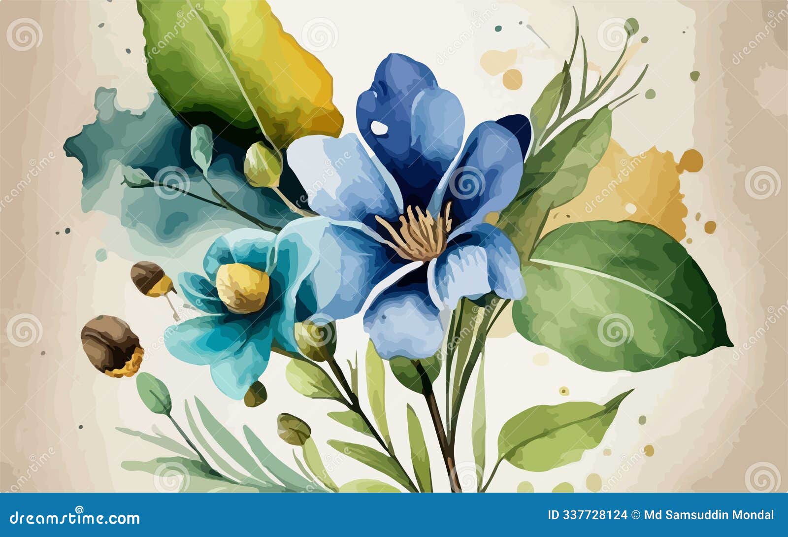 Watercolor Illustration of Blue Bell, Botanical Illustration, Flowers ...