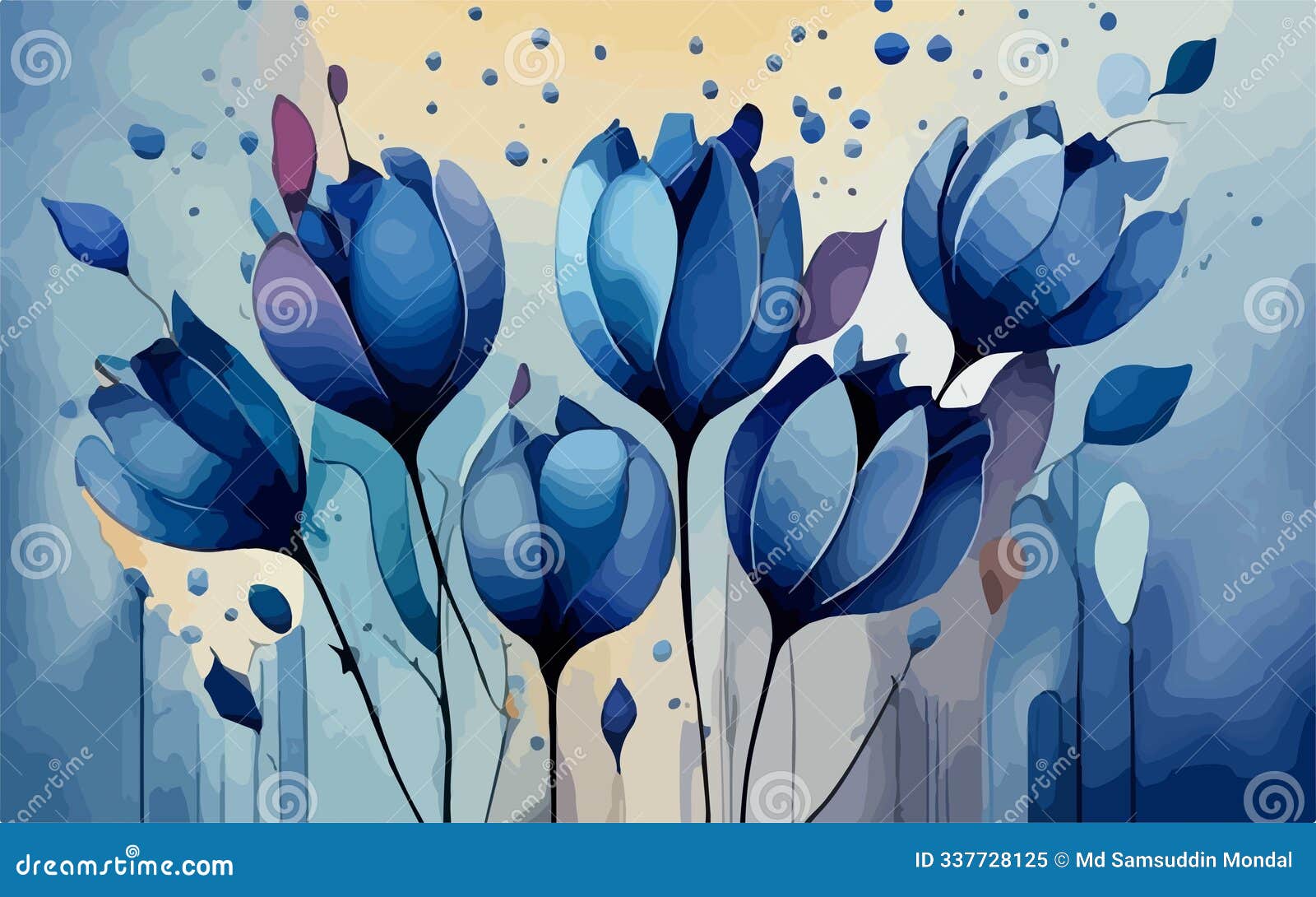 Watercolor Illustration of Blue Bell, Botanical Illustration, Flowers ...