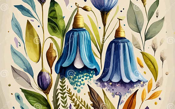 Watercolor Illustration of Blue Bell, Botanical Illustration, Flowers ...