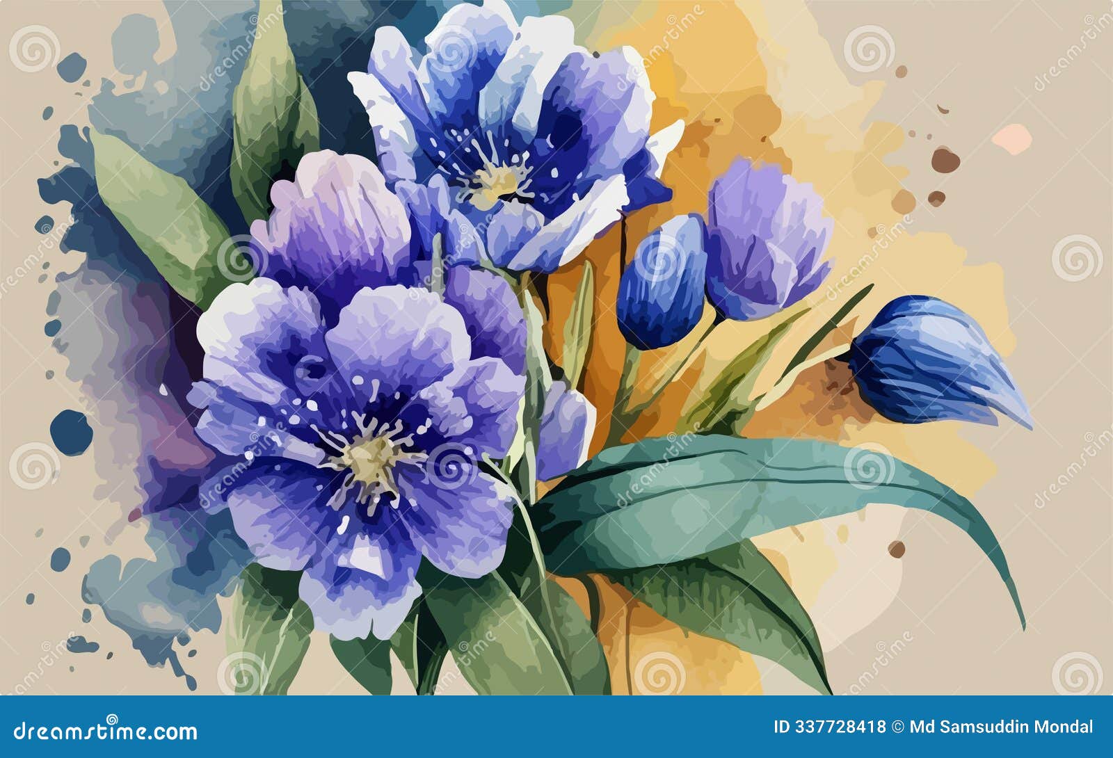 Watercolor Illustration of Blue Bell, Botanical Illustration, Flowers ...