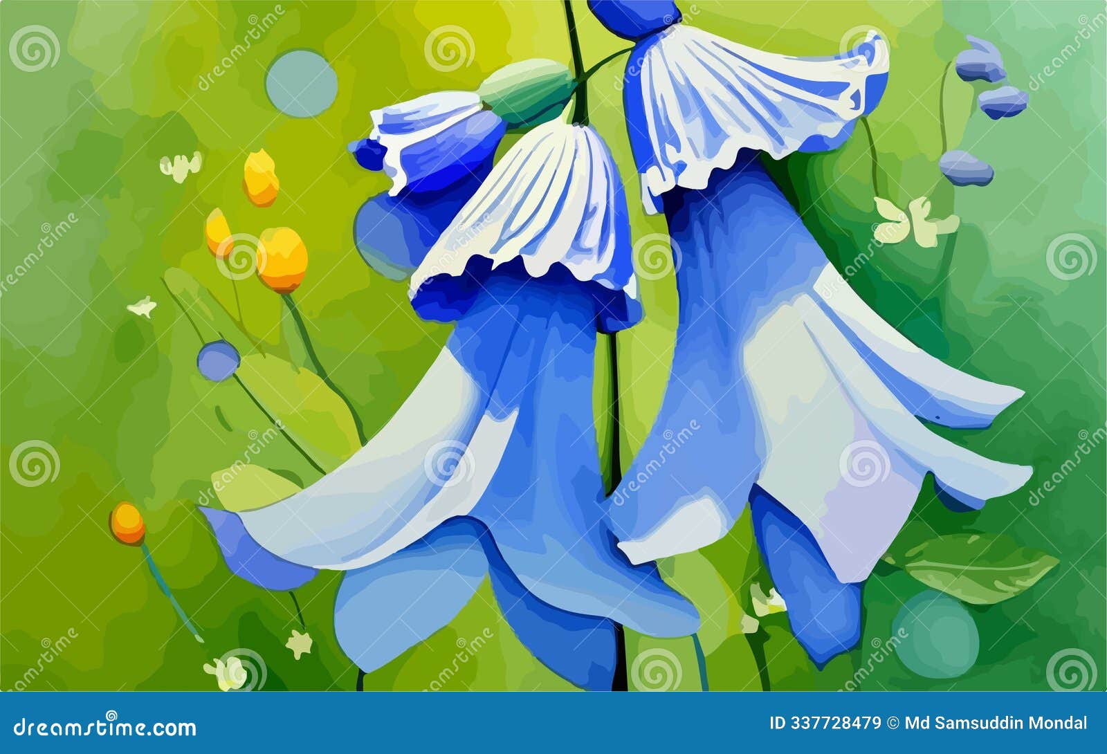 Watercolor Illustration of Blue Bell, Botanical Illustration, Flowers ...