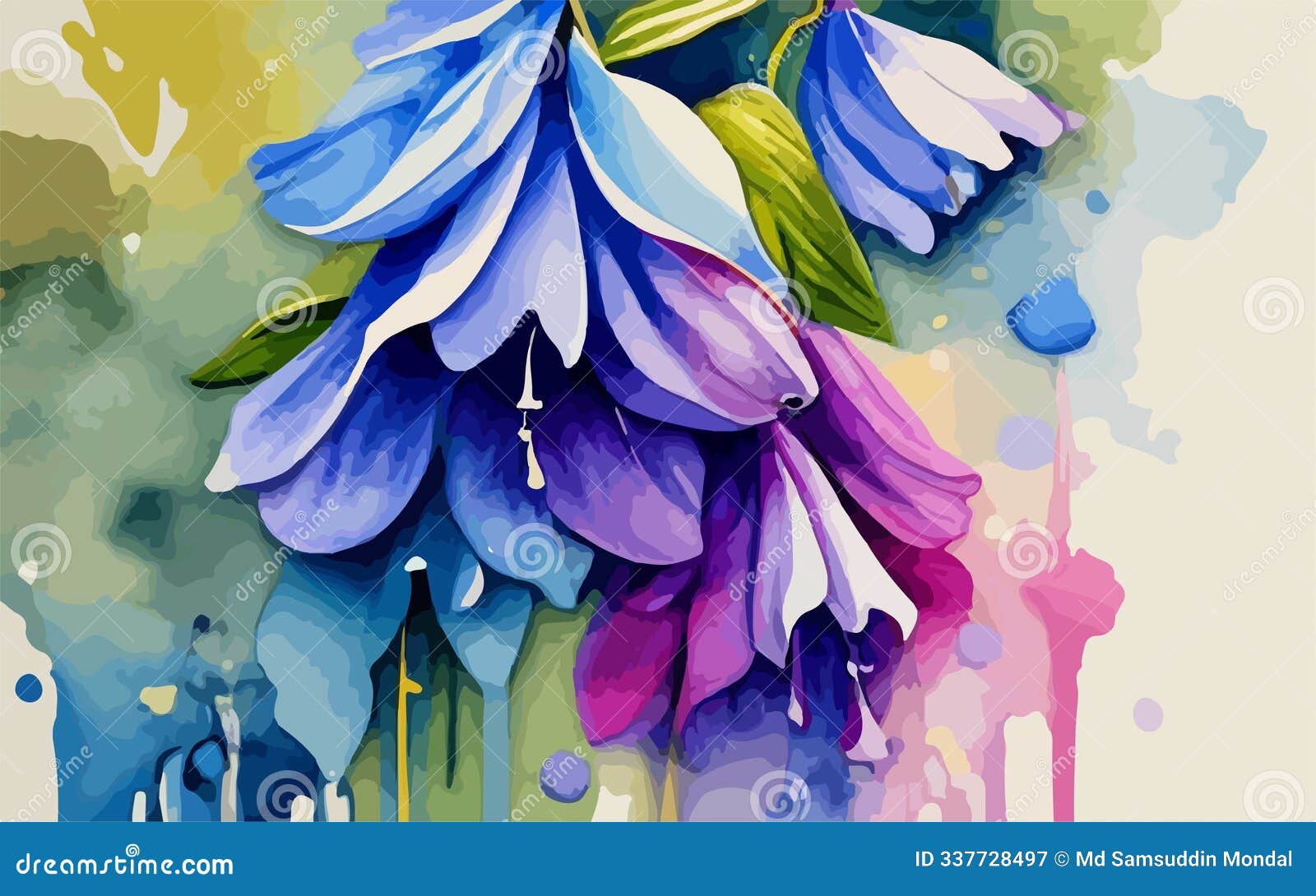 Watercolor Illustration of Blue Bell, Botanical Illustration, Flowers ...