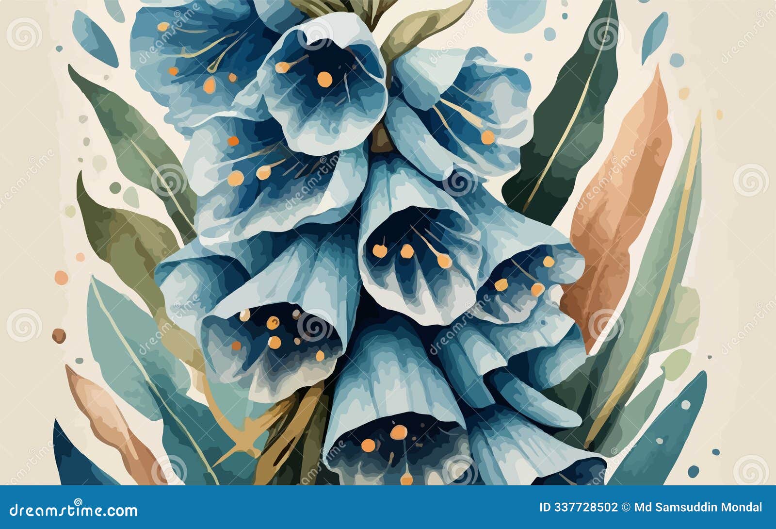 Watercolor Illustration of Blue Bell, Botanical Illustration, Flowers ...