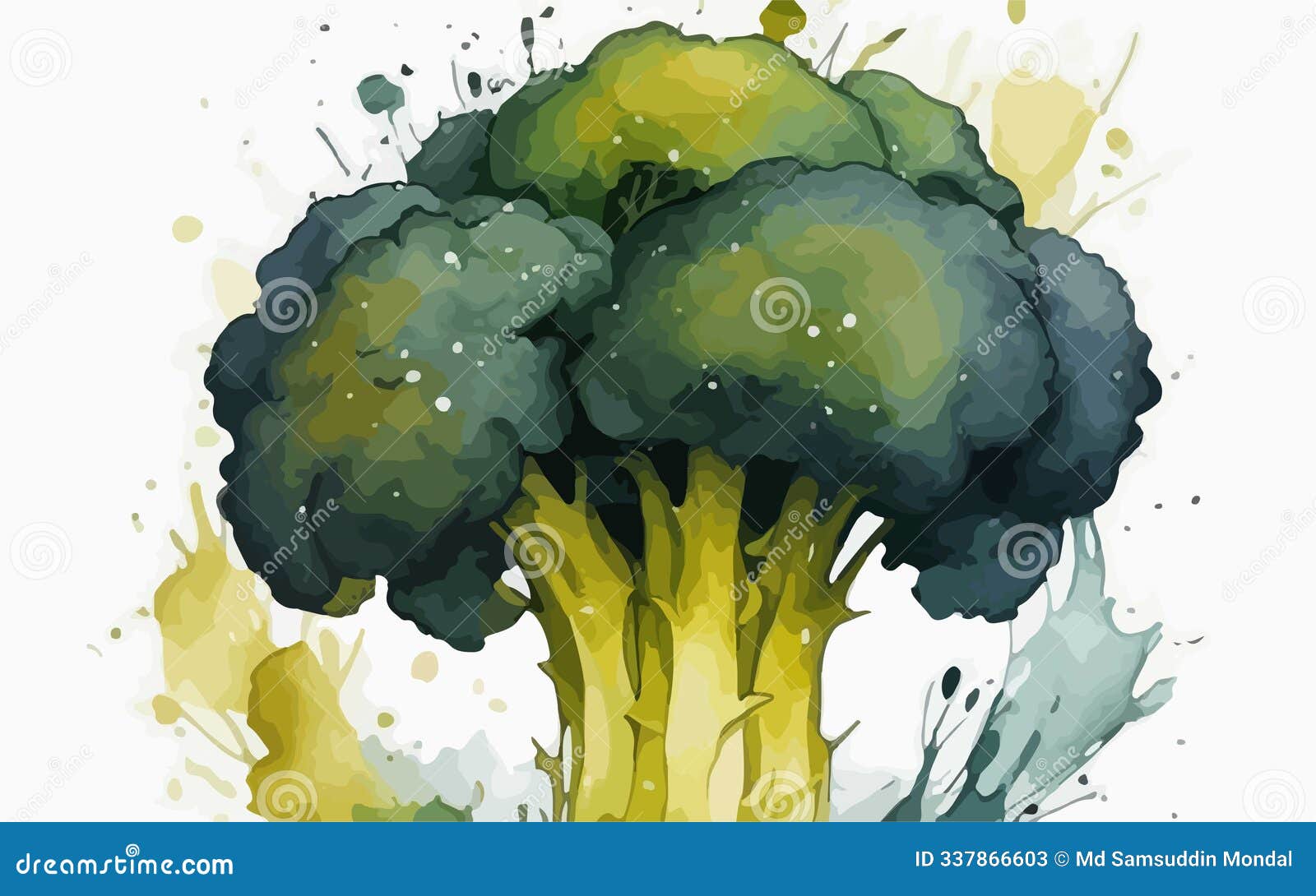 Watercolor Illustration of Broccoli, Botanical Illustration, Flowers ...