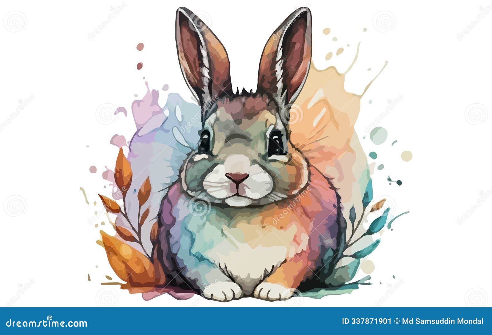 Watercolor Illustration of Bunny, Botanical Illustration, Flowers ...