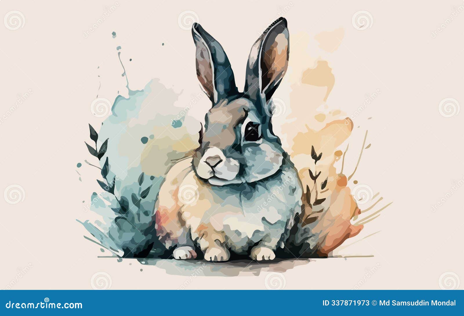 Watercolor Illustration of Bunny, Botanical Illustration, Flowers ...