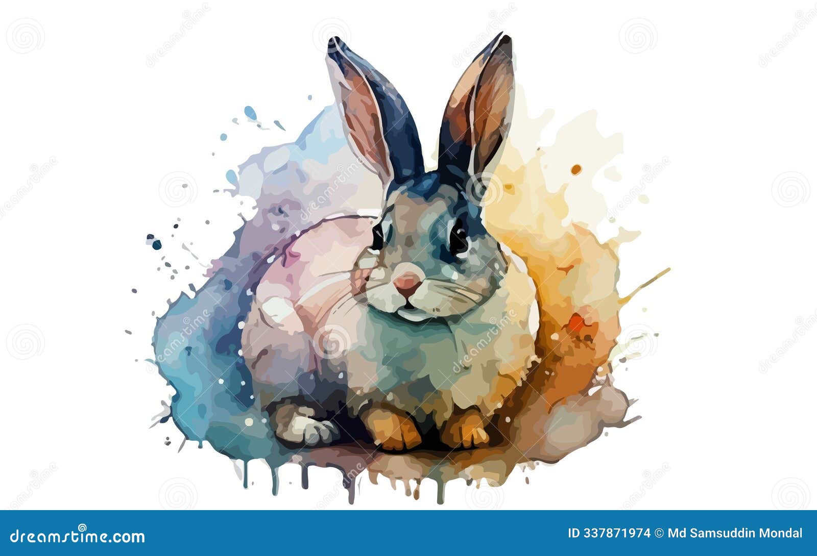 Watercolor Illustration of Bunny, Botanical Illustration, Flowers ...