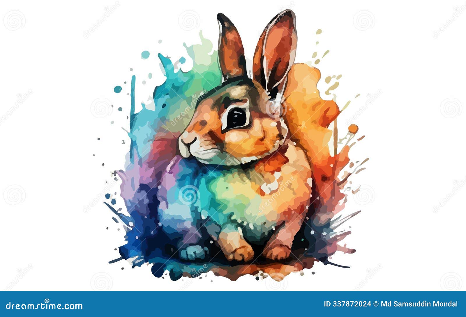 Watercolor Illustration of Bunny, Botanical Illustration, Flowers ...