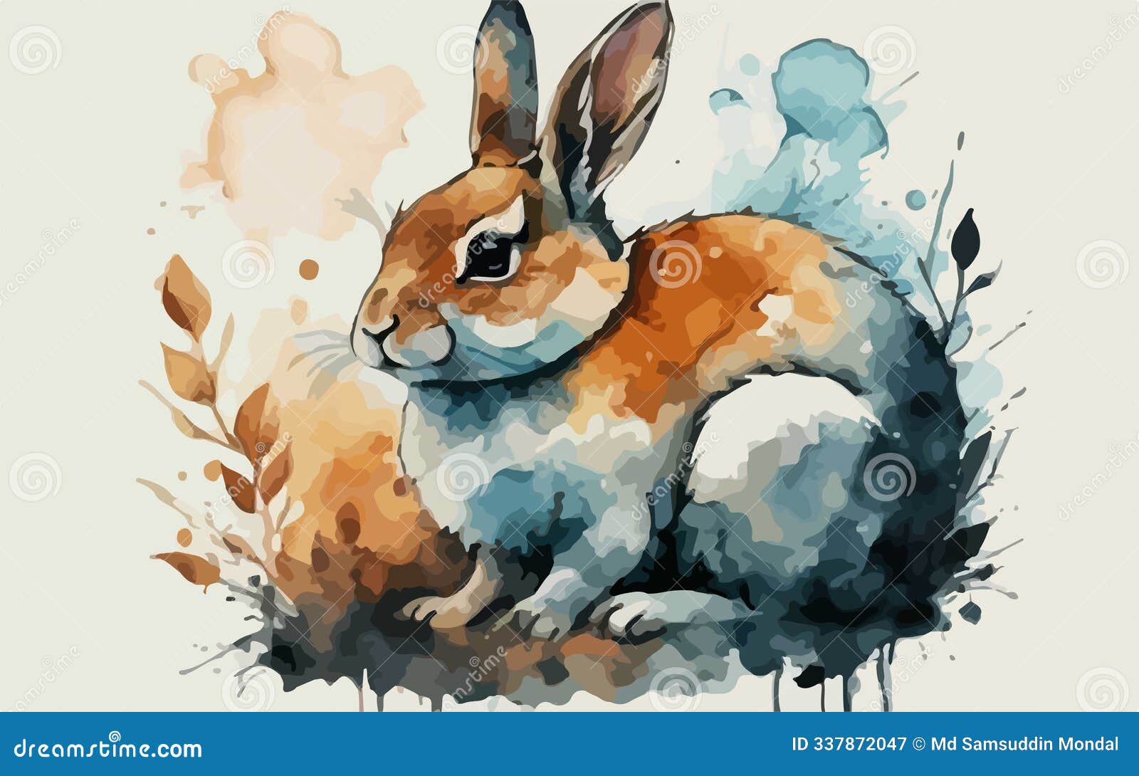 Watercolor Illustration of Bunny, Botanical Illustration, Flowers ...