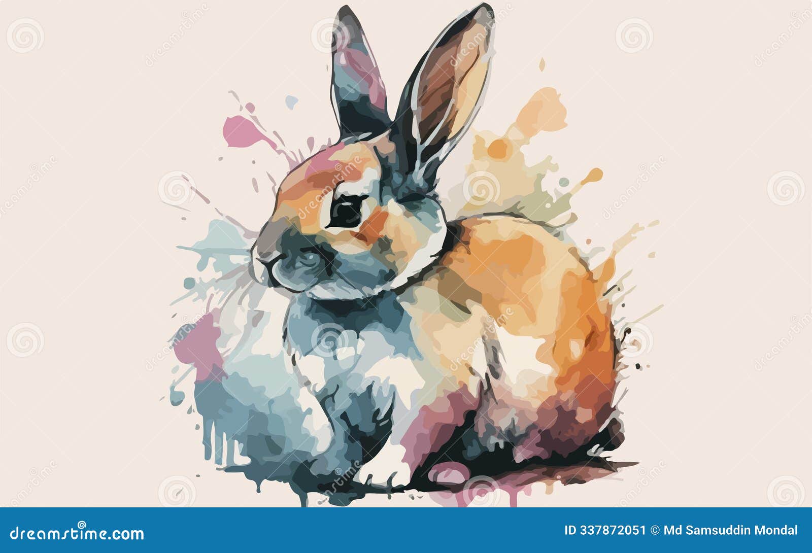 Watercolor Illustration of Bunny, Botanical Illustration, Flowers ...