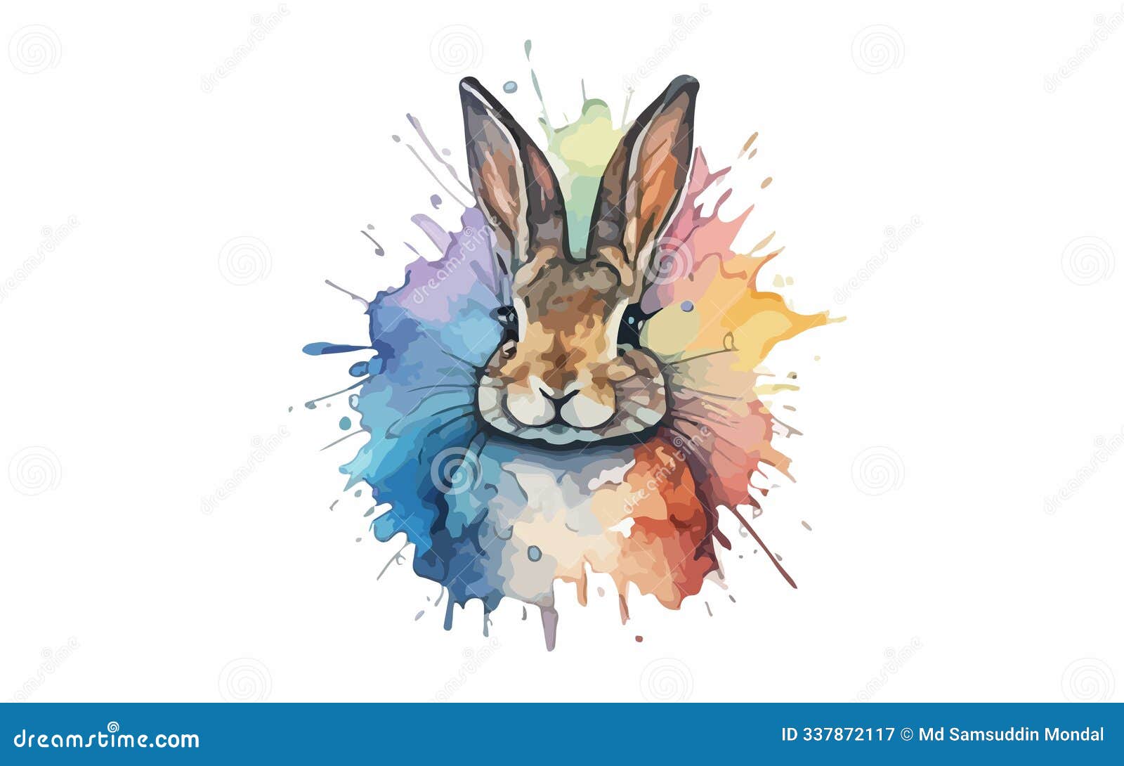 Watercolor Illustration of Bunny, Botanical Illustration, Flowers ...